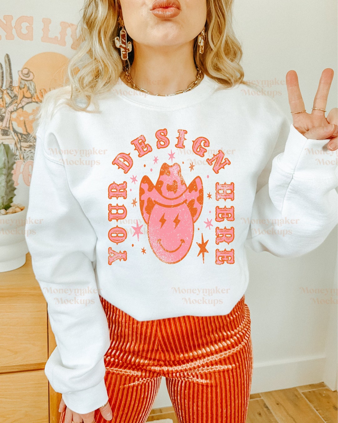 Western Mockup | Cowgirl Mock-up | White Gildan 18000 Mockup | Cowgirl ...