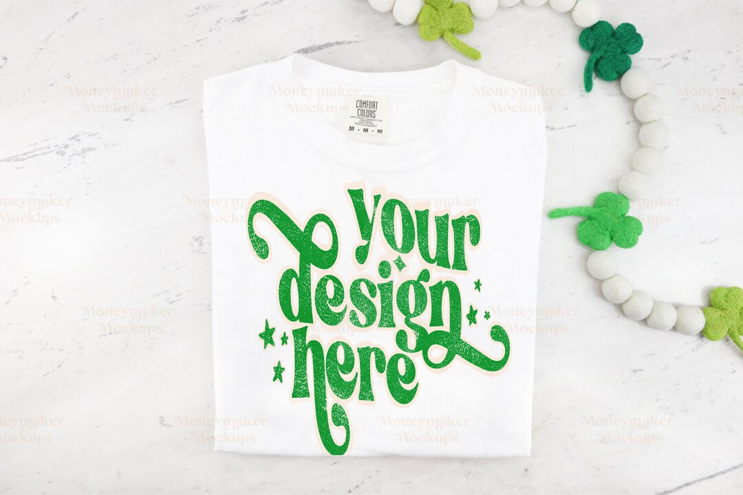 St Patricks Mockup | White Comfort Colors C1717 Mockup | St. Patricks ...