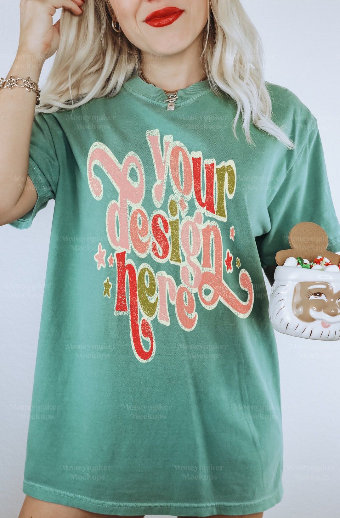 Christmas Mockup | Light Green Comfort Colors C1717 Mockup | Holiday ...