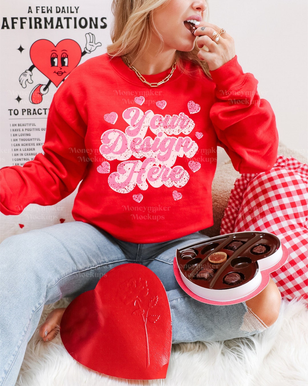 Valentines Day Mockup | Gildan 18000 Red Mock up | Valentines ...