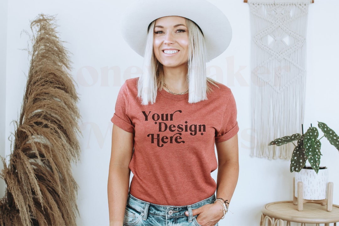 Bella Canvas 3001 Mockup Shirt Mock Heather Clay Bella - Etsy UK