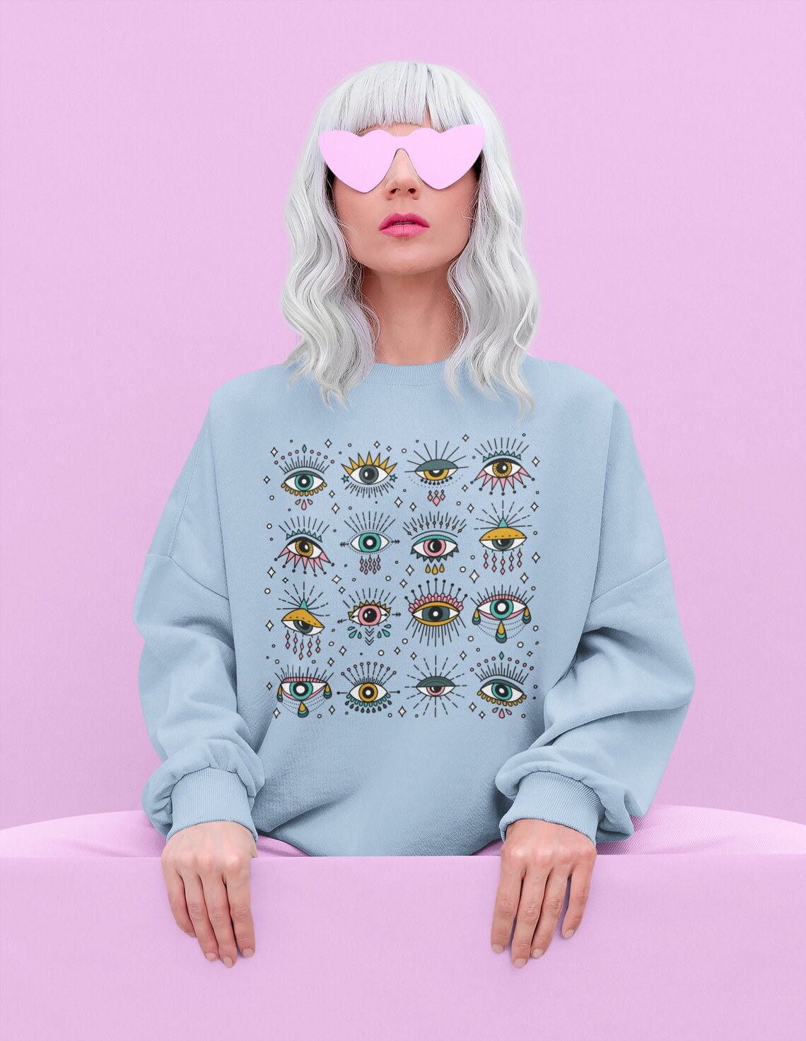 Third Eye Pattern Crewneck Sweatshirt, Evil Eye Sweatshirt, All Seeing ...