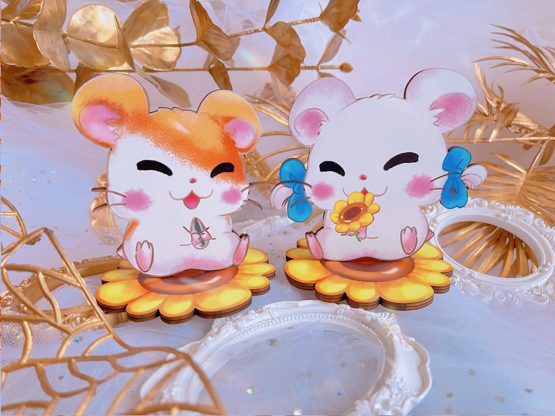 NEW HAMTARO & BIJOU, Hamster Wood Standee, Hamtaro Heartbreak Stand ...