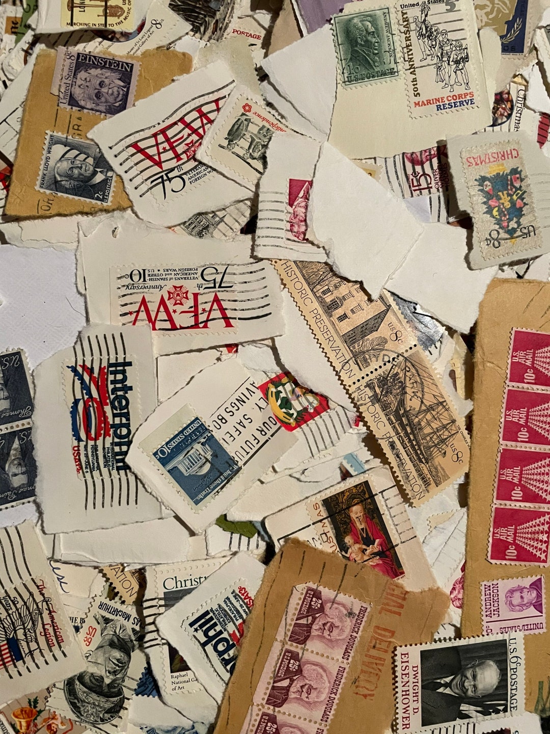 100’s of Vintage US Cancelled Stamps - Most on Cut Out Envelope, Great ...