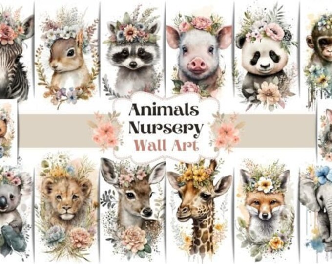 Cute Baby Animals Clipart, Safari Animals for Nursery, Baby Animals 32 ...