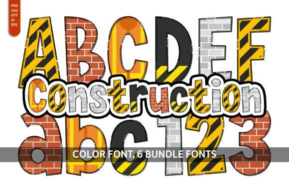 CONSTRUCTION FONT Svg, Construction Alphabet, Construction Letters and ...