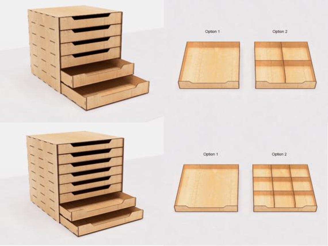 Laser Cut 12 Box Drawer Bundle: Stackable Storage Organizer Designs,diy ...