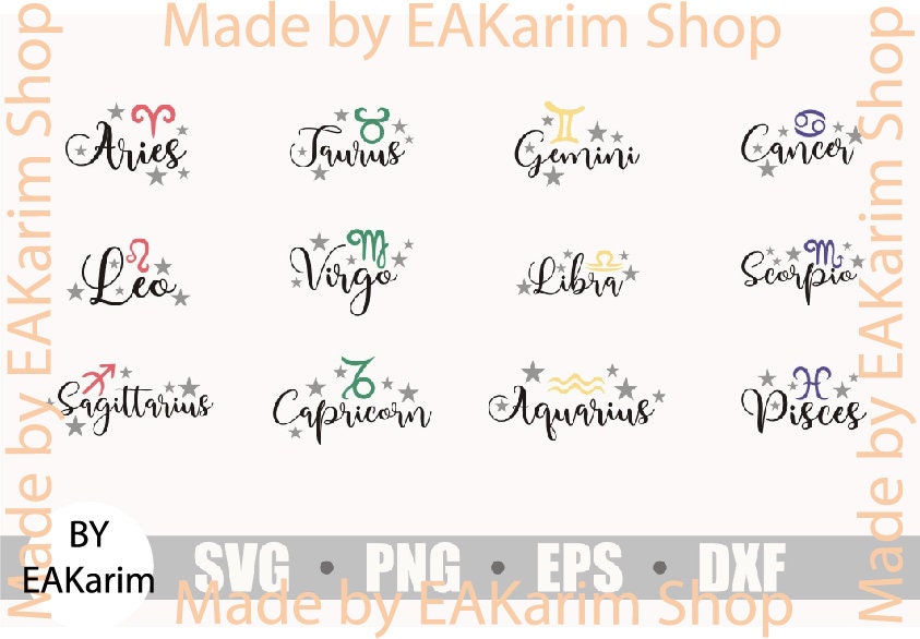 ZODIAC SVG MEGA Bundle Zodiac Signs Svg Zodiac Svg Mystic - Etsy