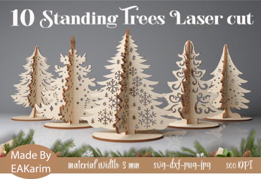Christmas Tree Stands Laser Cut Bundle, Standing Christmas Trees 3D ...