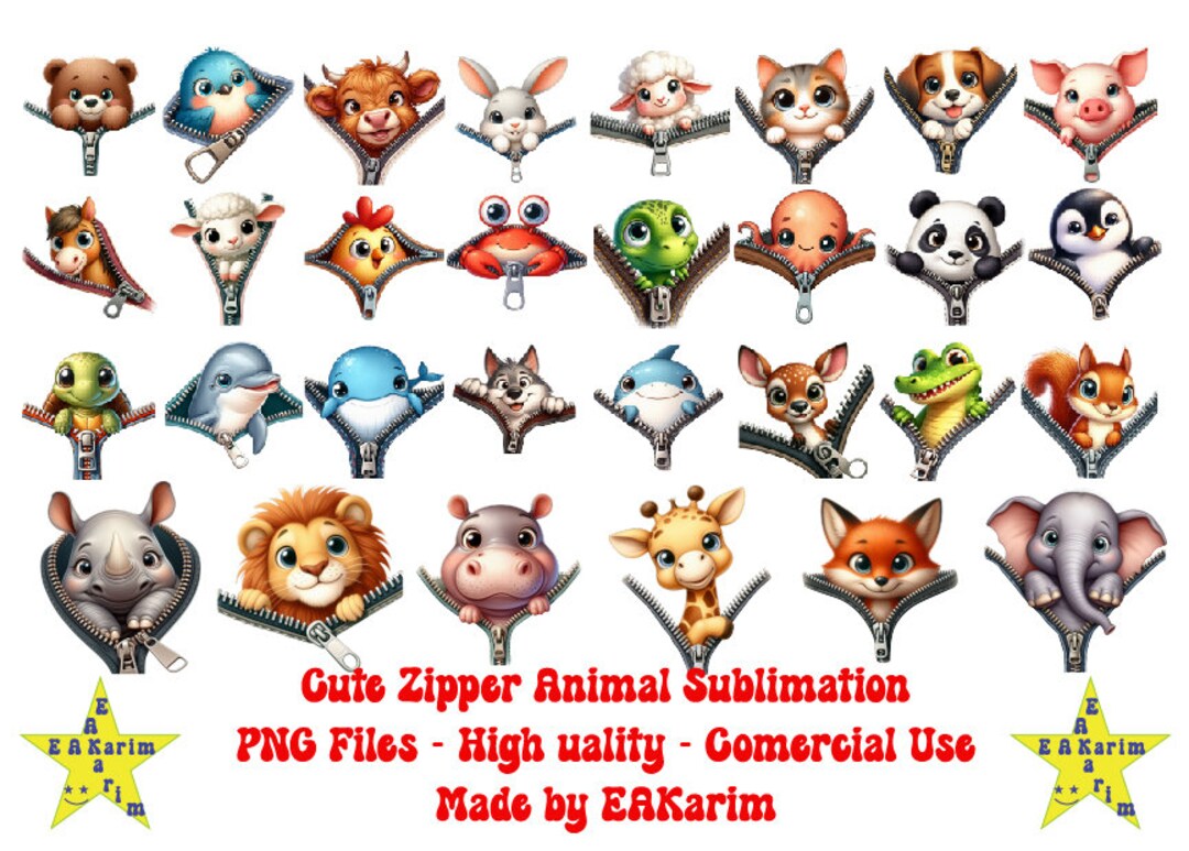 Zipper Animals Clipart, Cute Animal Stickers, Animals Meme Stickers ...