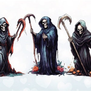 Grim Reaper Clipart Bundle, Digital Clipart, Commercial Use Clipart ...