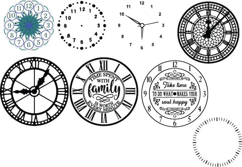 53 CLOCK FACE SVG, Clock Svg, Clock Face Clipart Bundle Cut Files,clock ...