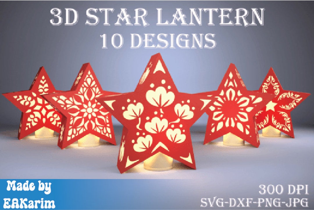 Star Lantern SVG Bundle | Paper Crafts | Paper Lamp SVG | Star Lantern ...