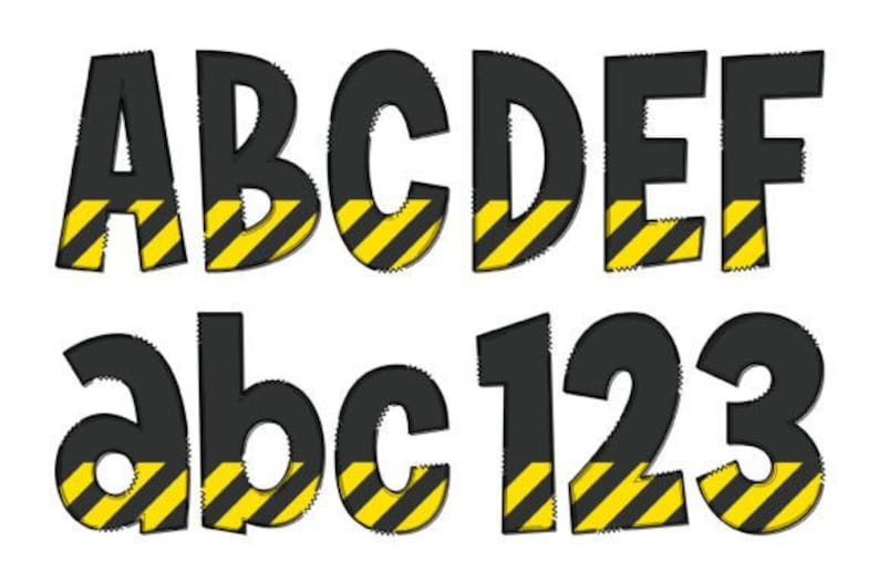 CONSTRUCTION FONT Svg, Construction Alphabet, Construction Letters and ...