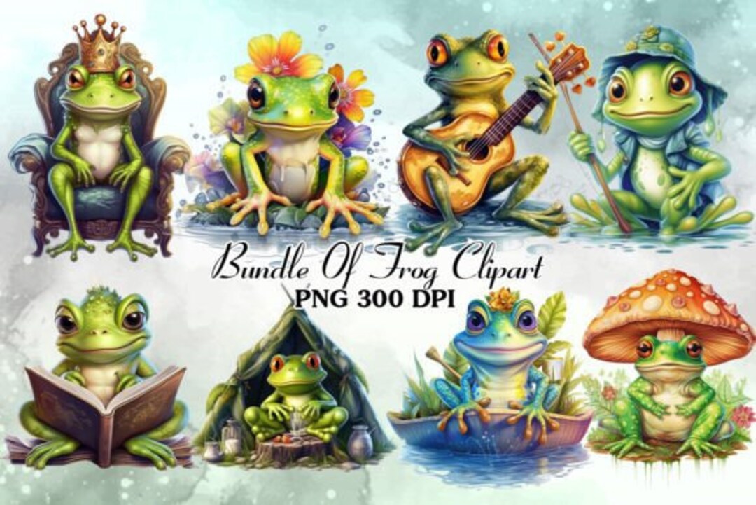 Frog Watercolor Clipart, Cute Baby Shower Graphics, Nursery Decor Wall ...
