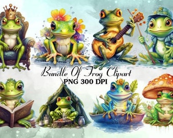 Frog Watercolor Clipart, Cute Baby Shower Graphics, Nursery Decor Wall ...