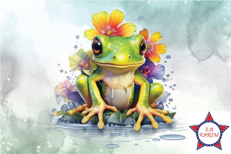 Frog Watercolor Clipart, Cute Baby Shower Graphics, Nursery Decor Wall ...