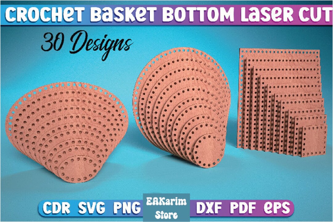 CROCHET BASKET BOTTOM Laser Cut, Svg, Cdr, Png, Dxf, Eps Files, Bottoms ...