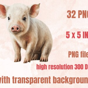 Cute Farm Animals Clipart, Farm Animals Watercolor Digital Clipart ...