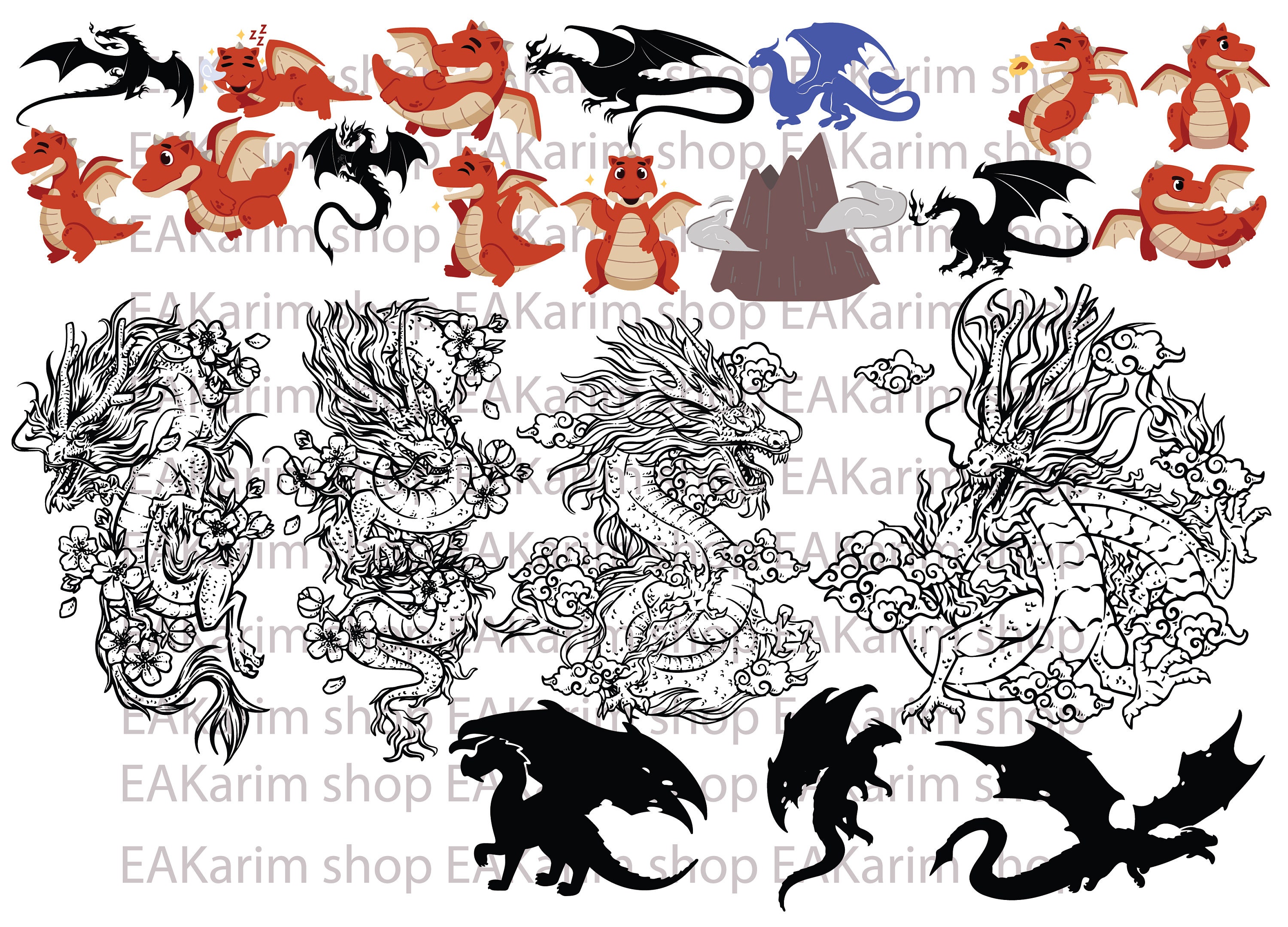 157 DRAGON SVG Bundle Dragon Cut File Dragon Svg Dragons - Etsy