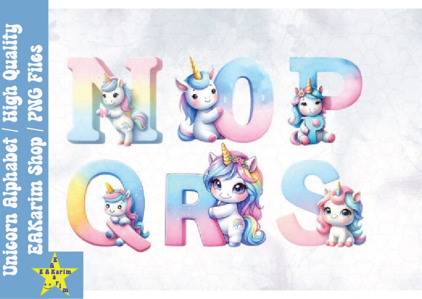 Unicorn Alphabet, Unicorn Letter, Unicorn PNG, Unicorn Nursery, Nursery ...
