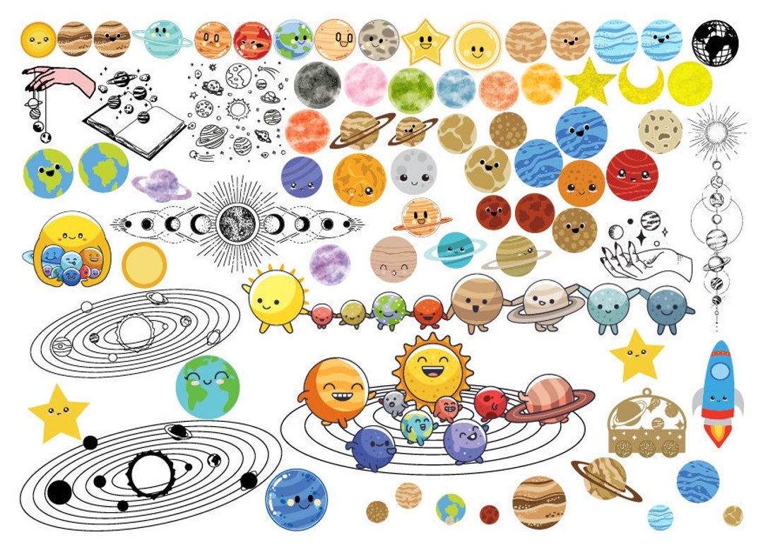 SOLAR SYSTEM SVG - Parade of Planets Cut File, Planet Svg Bundle, Outer ...
