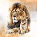 Lion Father and Baby Clipart Watercolor Lion PNG Safari Animals Clipart ...