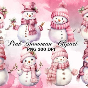 145 Watercolor Cute Christmas Snowman, Clipart PNG Bundle, Winter ...