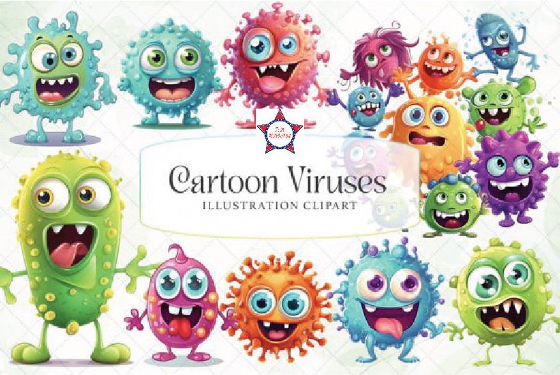 CARTOON VIRUSES CLIPART, Medicine Clipart, Microorganism Clipart ...