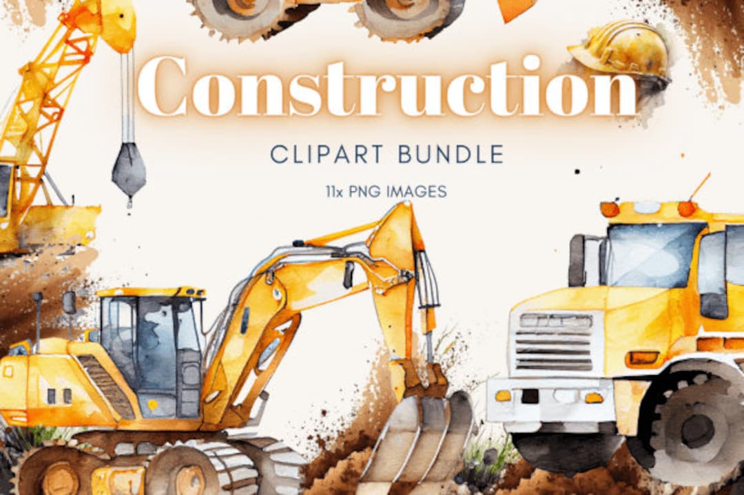 Construction Clipart | Watercolor Construction Truck Clipart ...