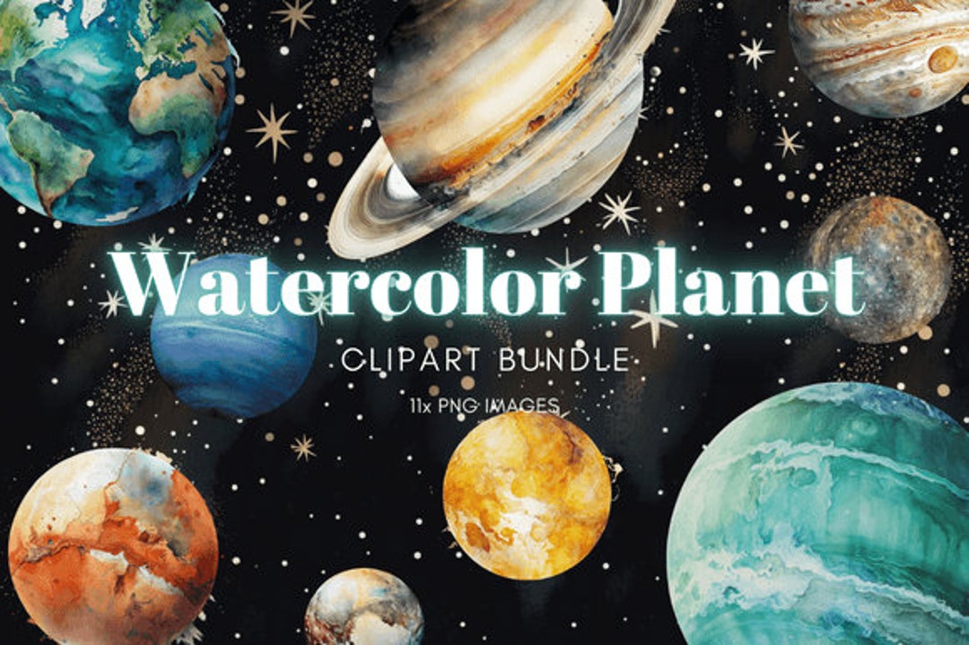 Watercolor Planets Clipart - Solar System Download - Instant Download ...