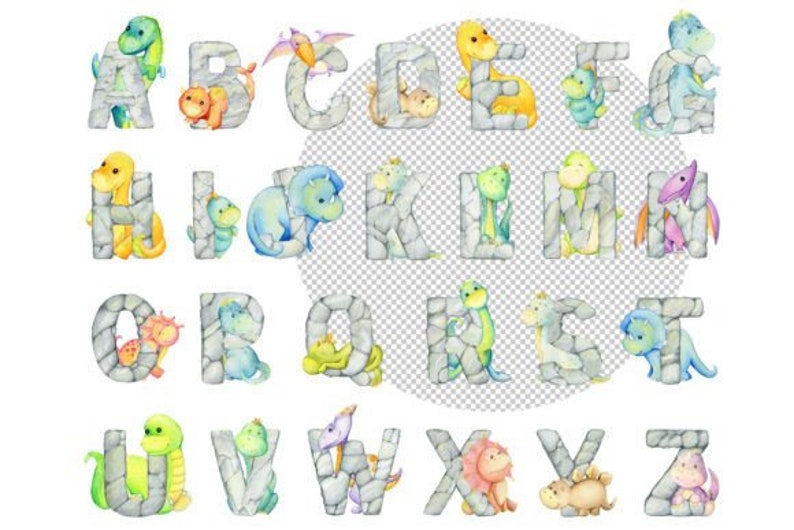 Cute Dino Alphabet Clipart Bundle Transparent PNG, Bundle Clipart ...