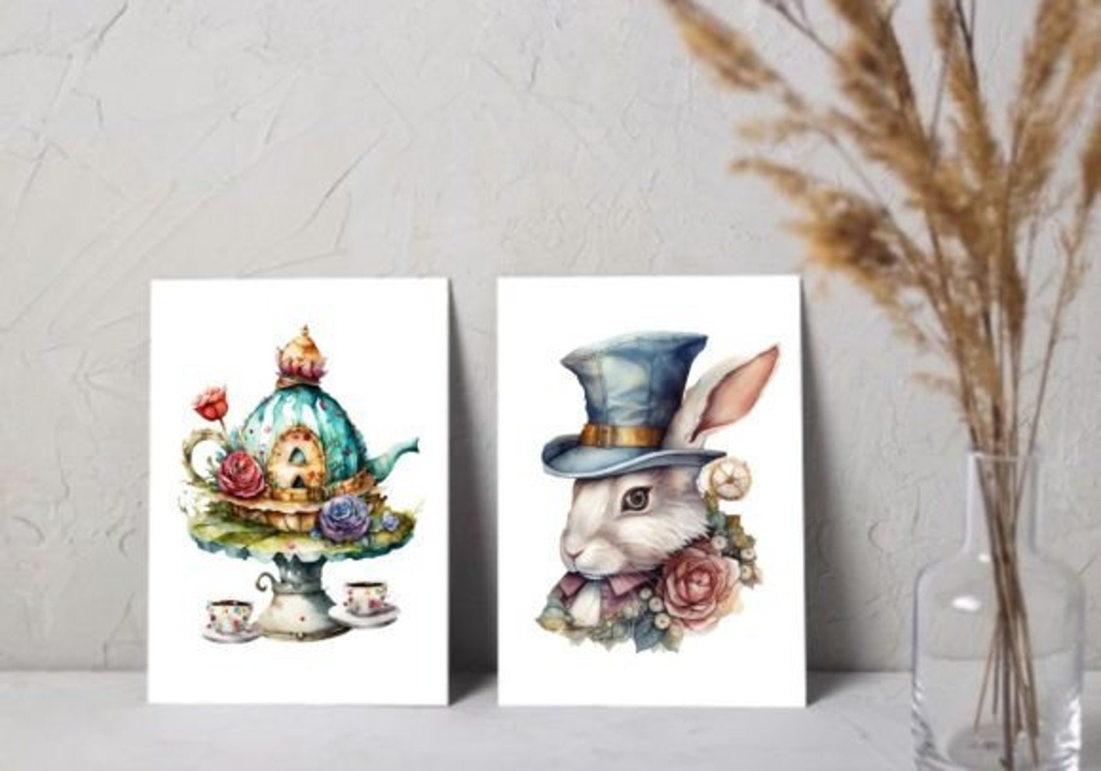 ALICE IN WONDERLAND Clipart Watercolor Mad Hatter Digital Illustrations ...