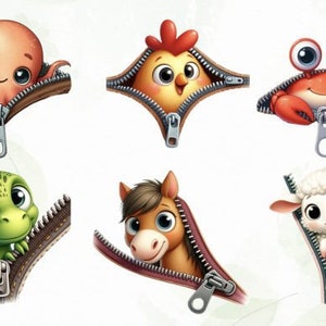 Zipper Animals Clipart, Cute Animal Stickers, Animals Meme Stickers ...