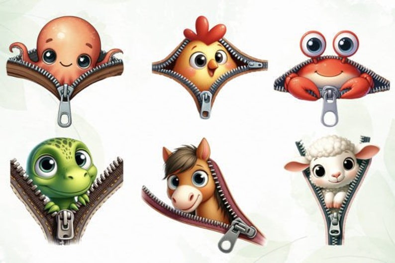 Zipper Animals Clipart, Cute Animal Stickers, Animals Meme Stickers ...