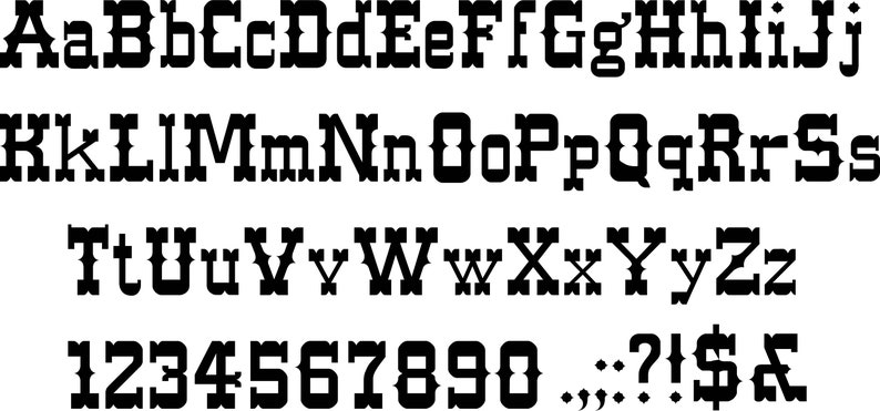 WESTERN FONT SVG, Western Alphabet, Western Letters and Numbers Svg for ...
