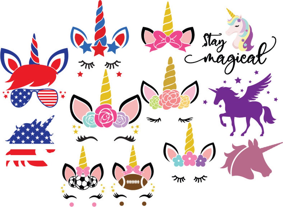 86 UNICORN BUNDLE SVG Png Dxf Eps Ai Unicorn Horn - Etsy