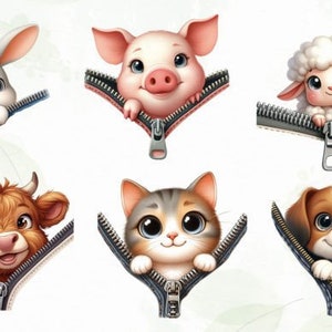 Zipper Animals Clipart, Cute Animal Stickers, Animals Meme Stickers ...