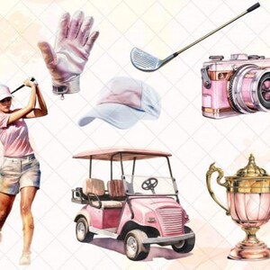 Watercolor Golf Clipart,trophy,golf Cart Stick Ball,sports Clipart ...