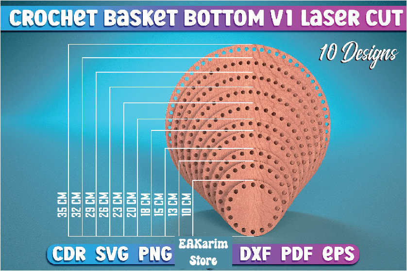 CROCHET BASKET BOTTOM Laser Cut, Svg, Cdr, Png, Dxf, Eps Files, Bottoms ...