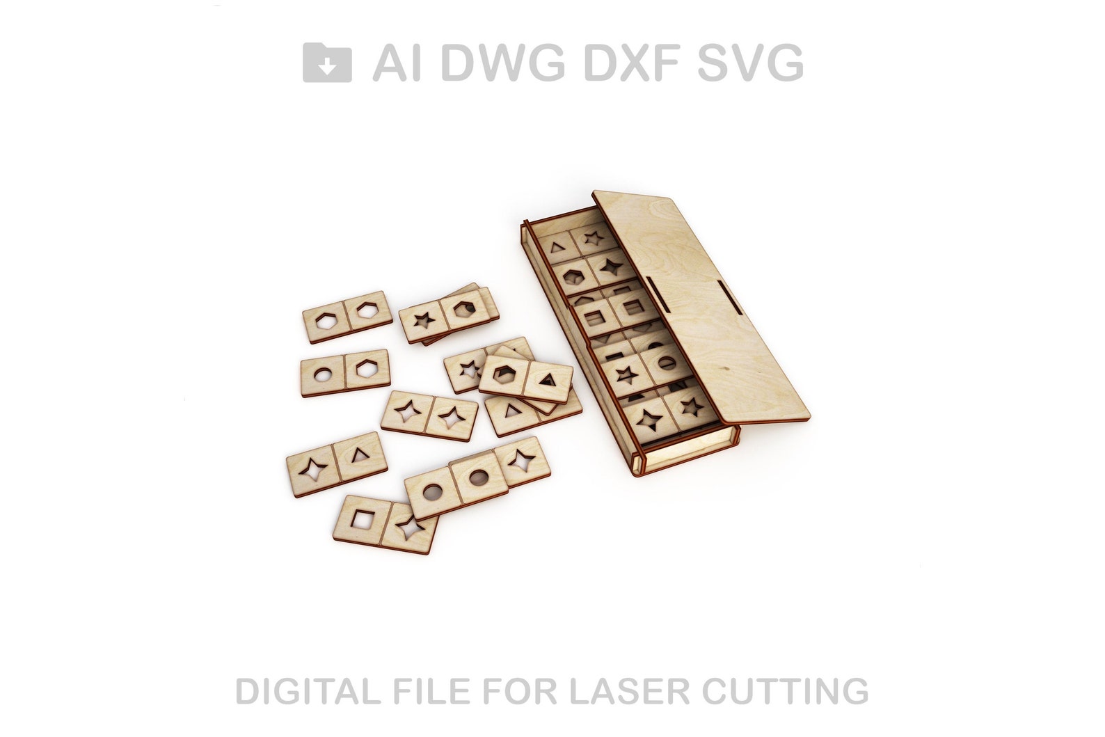 Laser Cut Domino Box Set Game Plans SVG Download, Dominoes Svg ...