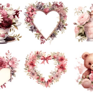 Valentines Day Watercolor, Valentines Day Clipart, 25 PNG Files, Wild ...