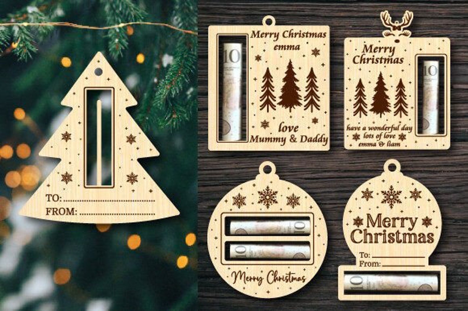 CHRISTMAS MONEY HOLDER Svg, Money Sign Christmas Ornament, Christmas ...