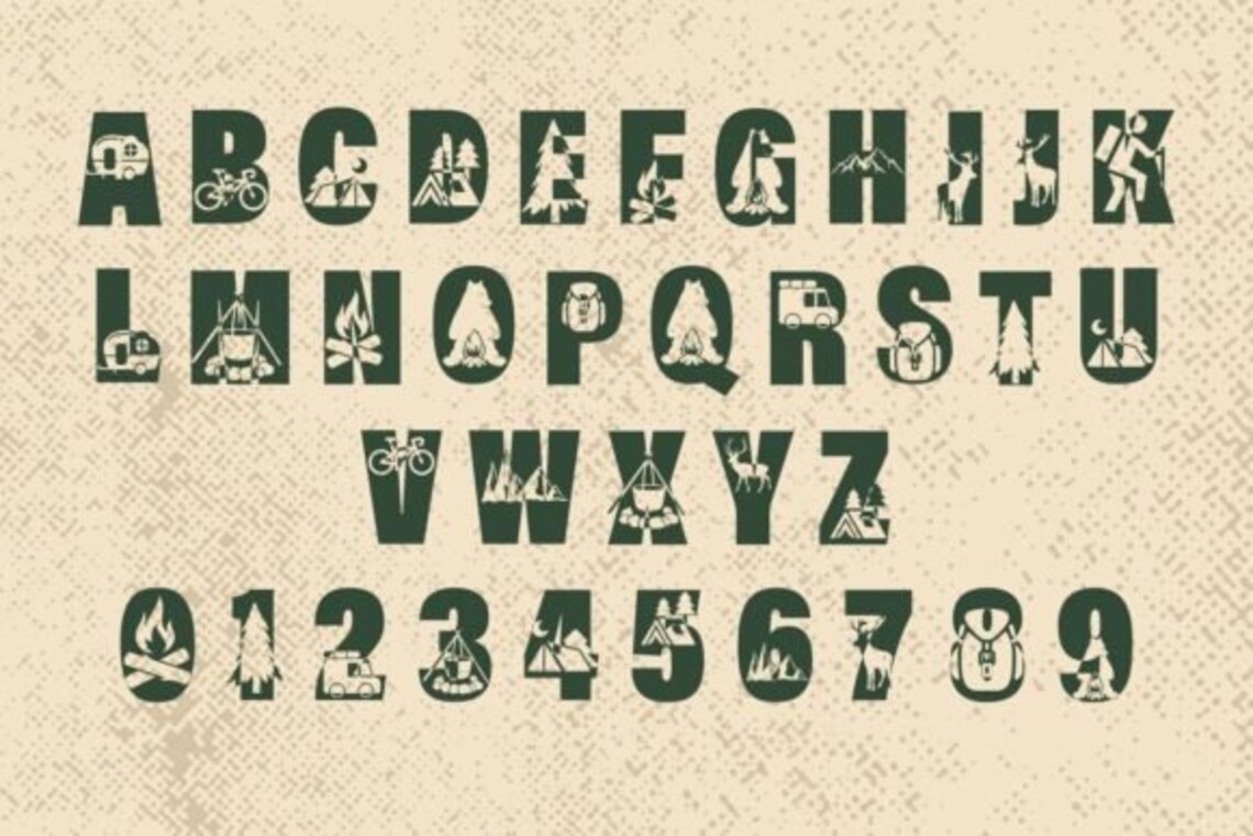 CAMPING FONT SVG | Camping Svg Alphabet |hiking Font| Camping Svg ...