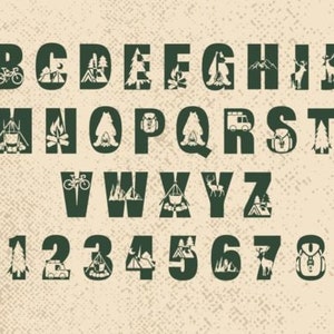 CAMPING FONT SVG | Camping Svg Alphabet |hiking Font| Camping Svg ...