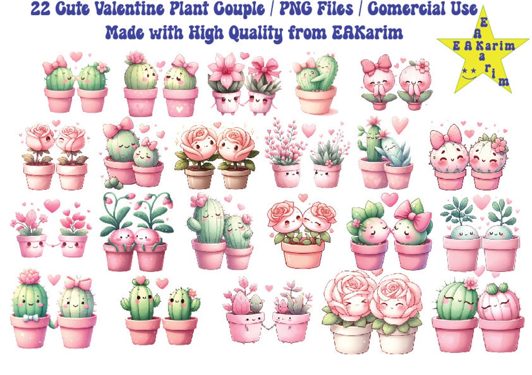 Cute Valentine Plant Couple Sublimation, Plant Valentine Png, Plant ...