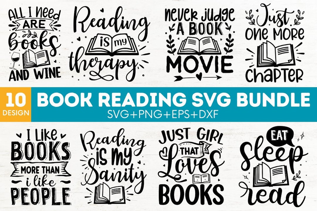 BOOK READING SVG Bundle - Book Lover Svg Books Svg - Reading Quotes ...