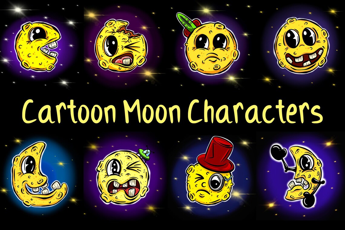 CARTOON MOON SVG Cartoon Moon Png Moon Silhouette Cartoon - Etsy