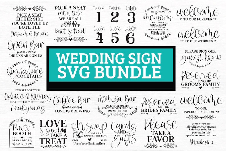 WEDDING Sign SVG Bundle Wedding Svg Files Welcome to Our - Etsy