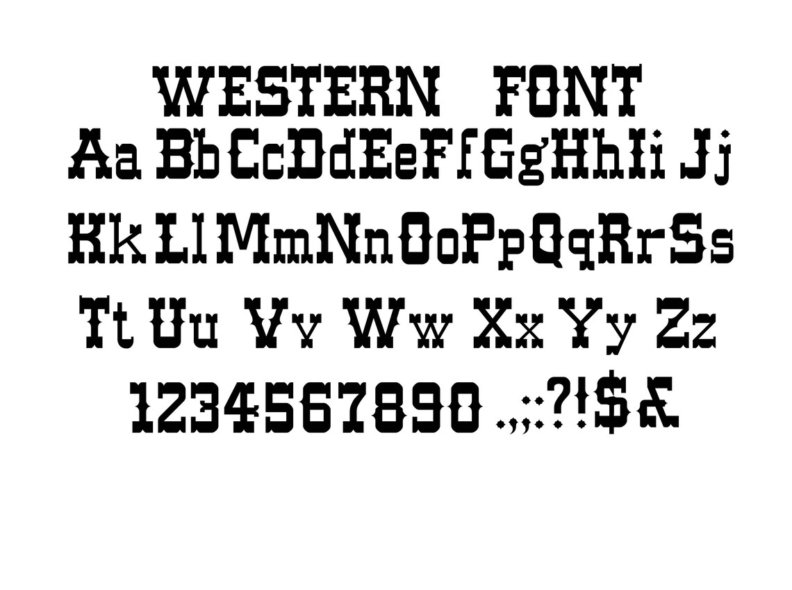 WESTERN FONT SVG, Western Alphabet, Western Letters and Numbers Svg for ...